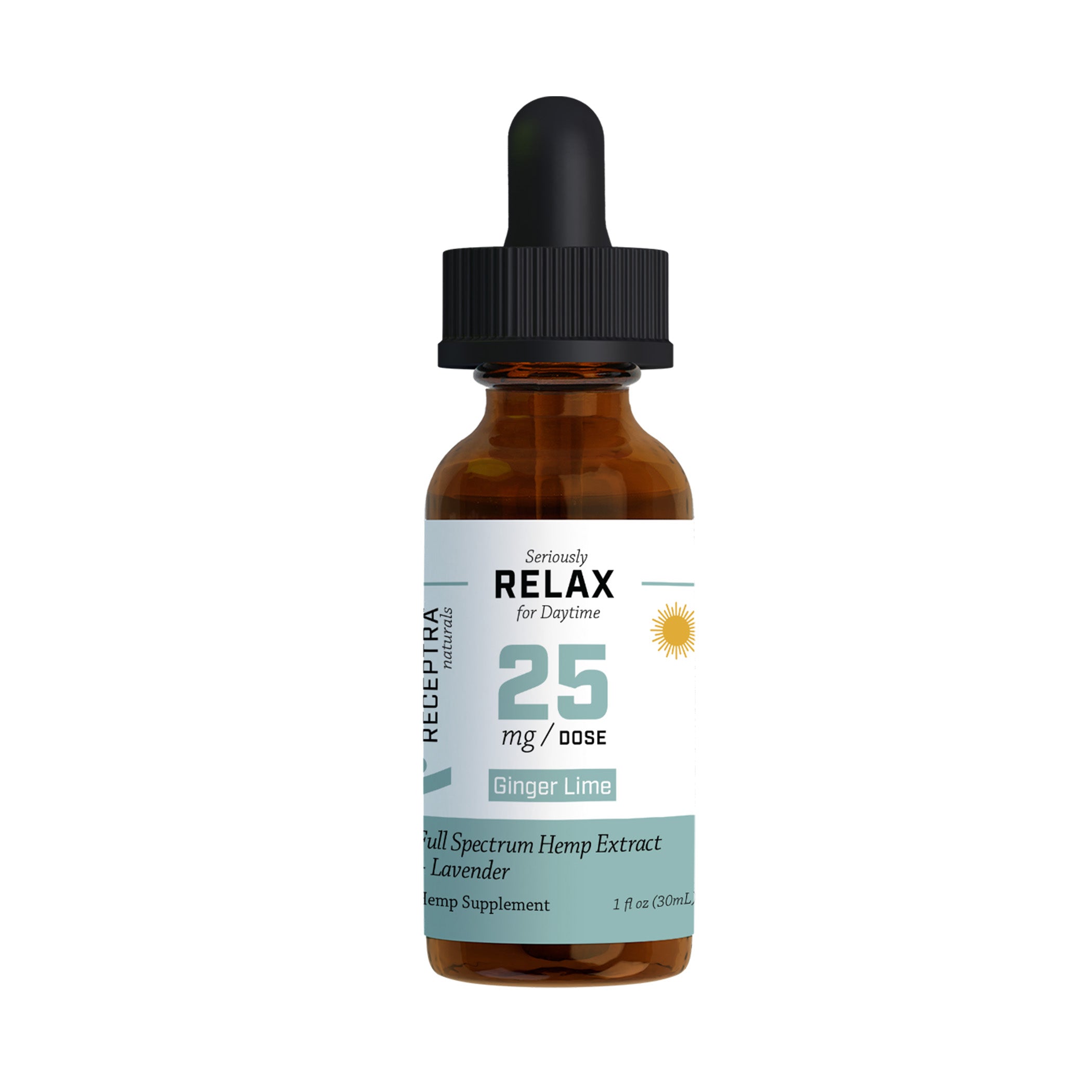 Relax CBD Oil + Lavender 25mg Ginger Lime - Receptra